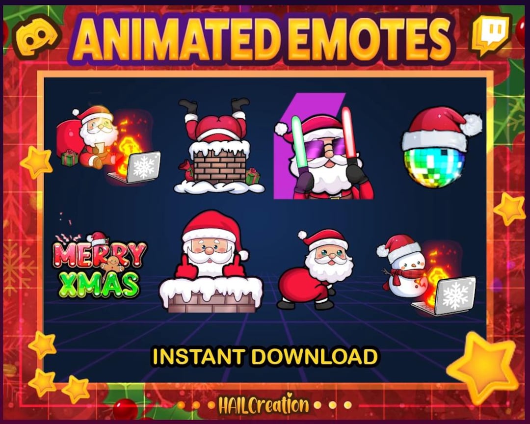 Animated Christmas Emote Pack for Twitch & Discord Merry Xmas, Santa ...