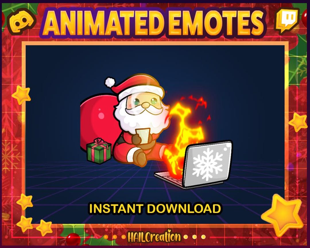 Cozy Animated Santa Emote for Twitch & Discord | Funny Christmas Emote ...