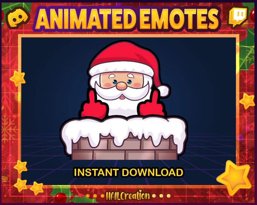 Middle Finger Santa Claus Emote | Funny Xmas Twitch Emote | Festive ...