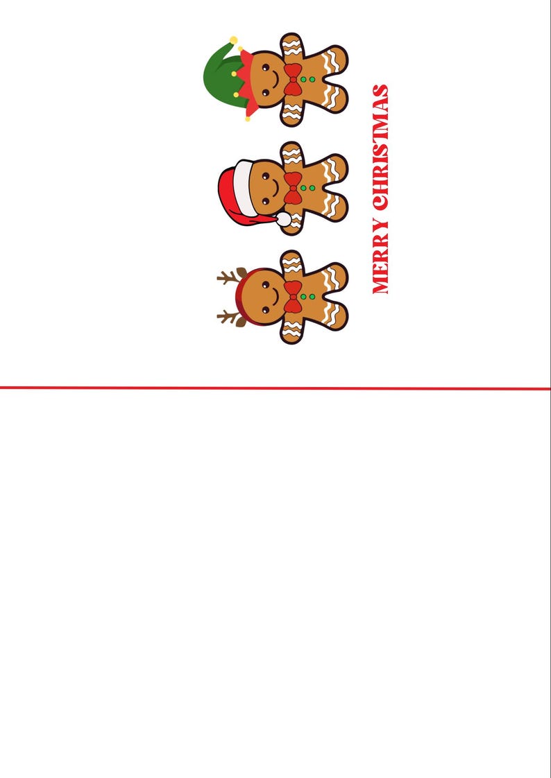 10 PACK CUTE GINGERBREAD Christmas Cards. Xmas Card, Family, Friends ...