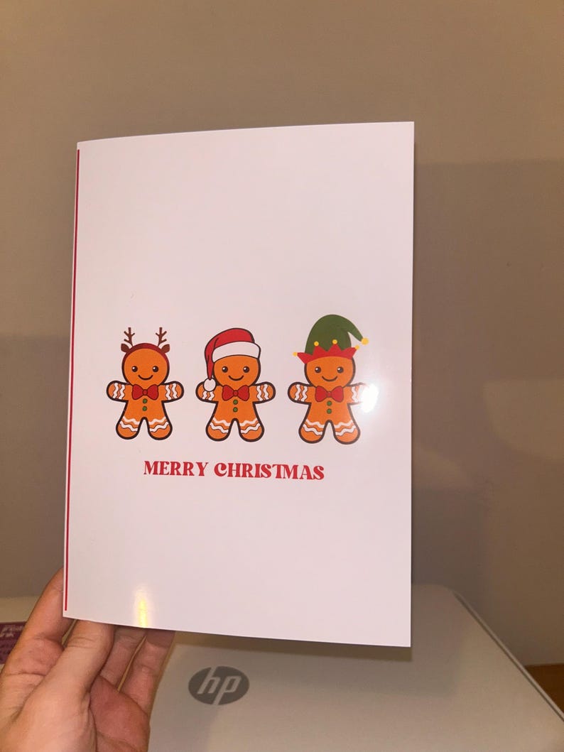 10 PACK CUTE GINGERBREAD Christmas Cards. Xmas Card, Family, Friends ...