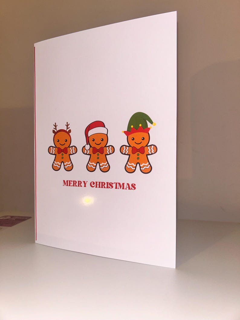 10 PACK CUTE GINGERBREAD Christmas Cards. Xmas Card, Family, Friends ...
