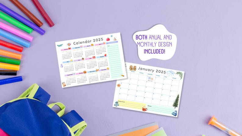 2024 Calendar for Kids - Printable and Editable, Watercolor Calendars ...