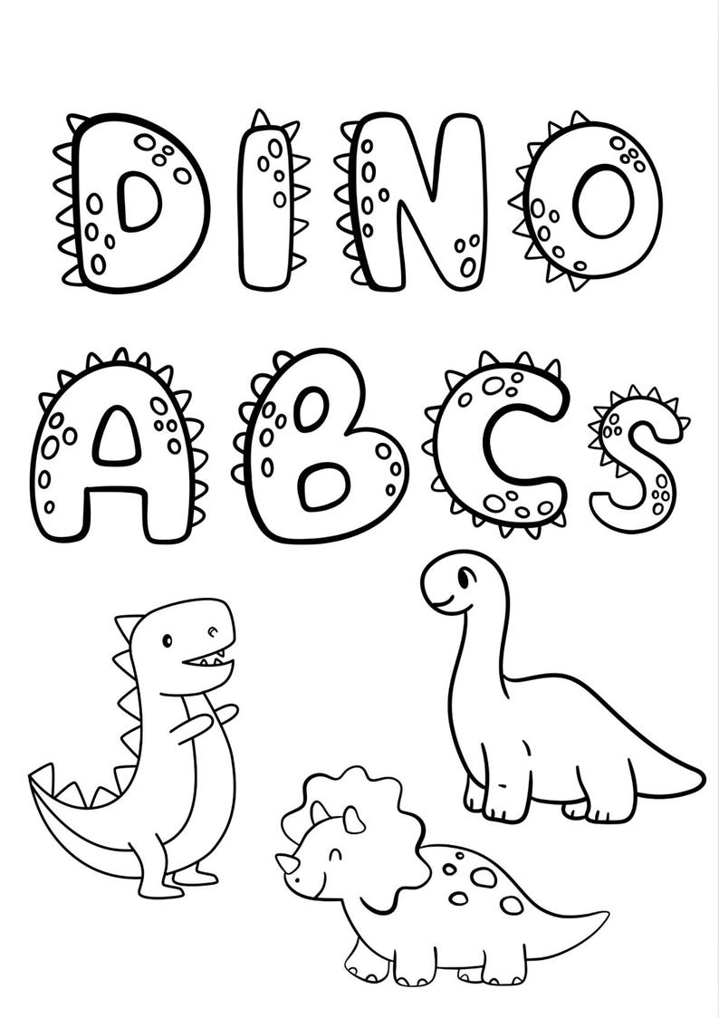 Dinosaur Alphabet Coloring Pages - Etsy