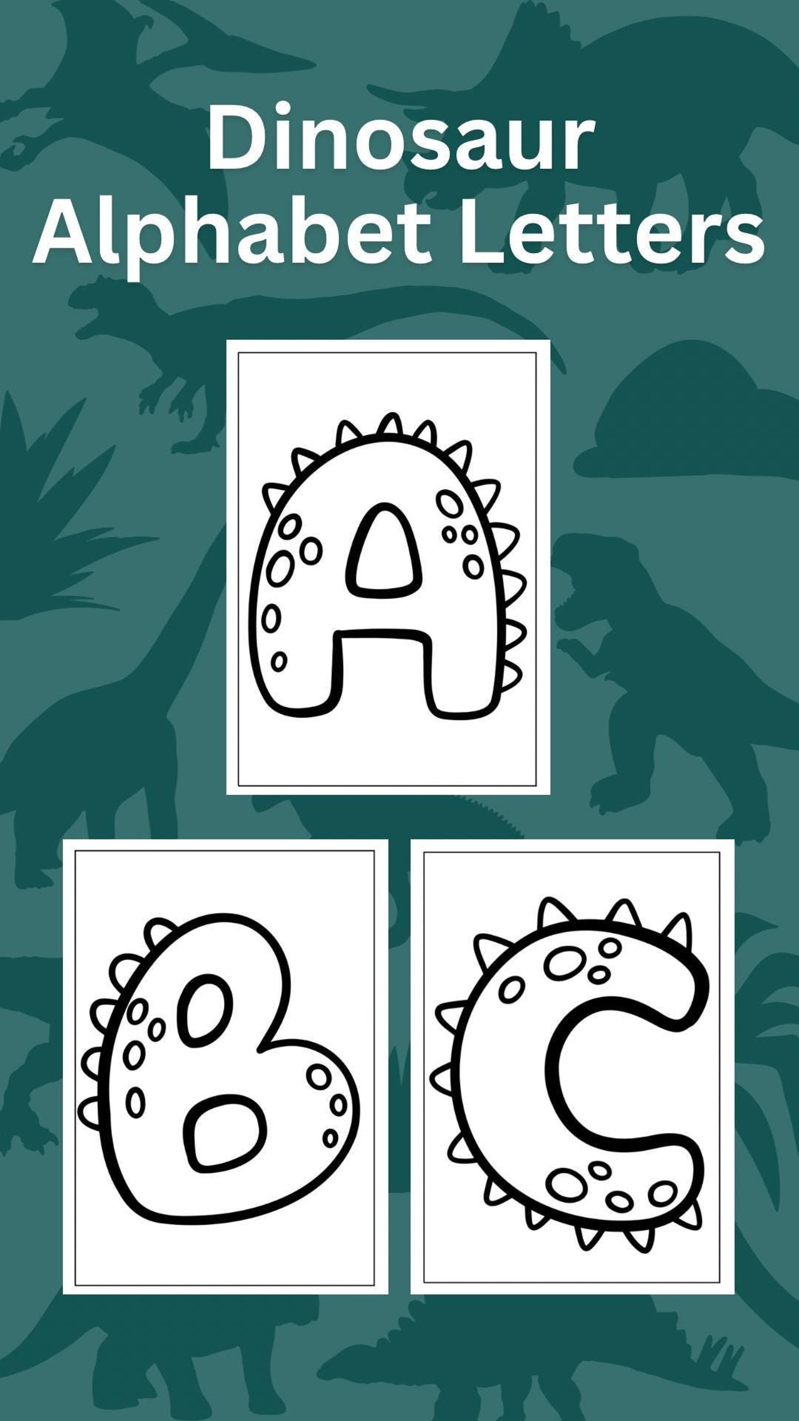 Dinosaur Alphabet Coloring Pages - Etsy