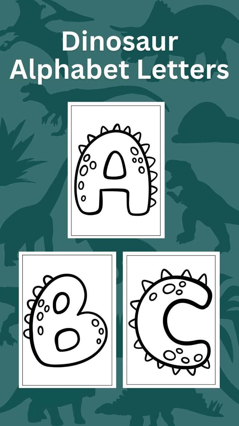 Dinosaur Alphabet Coloring Pages - Etsy