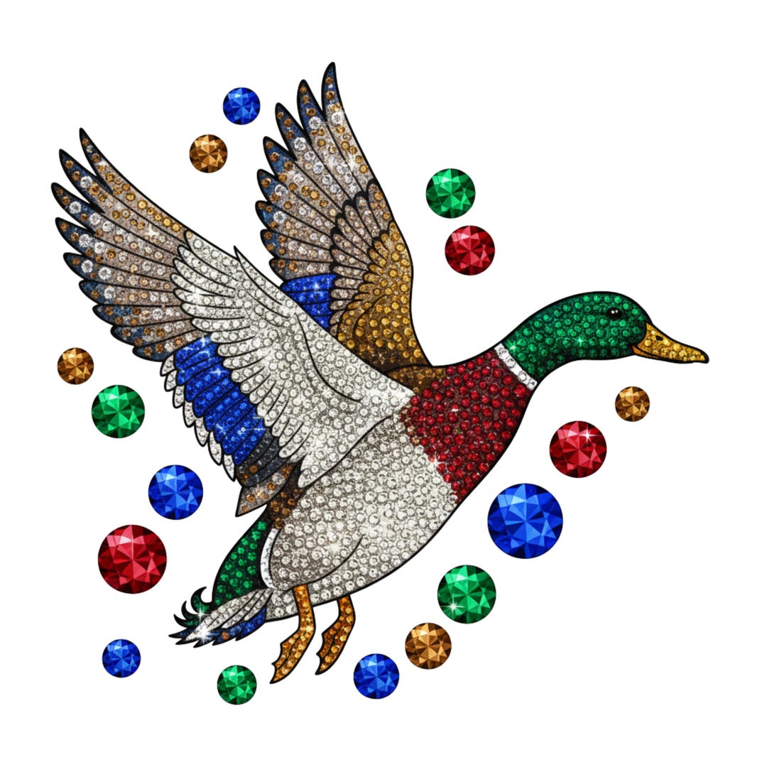 Faux Rhinestone Mallard Duck PNG, Sparkly Sublimation Design (digital ...