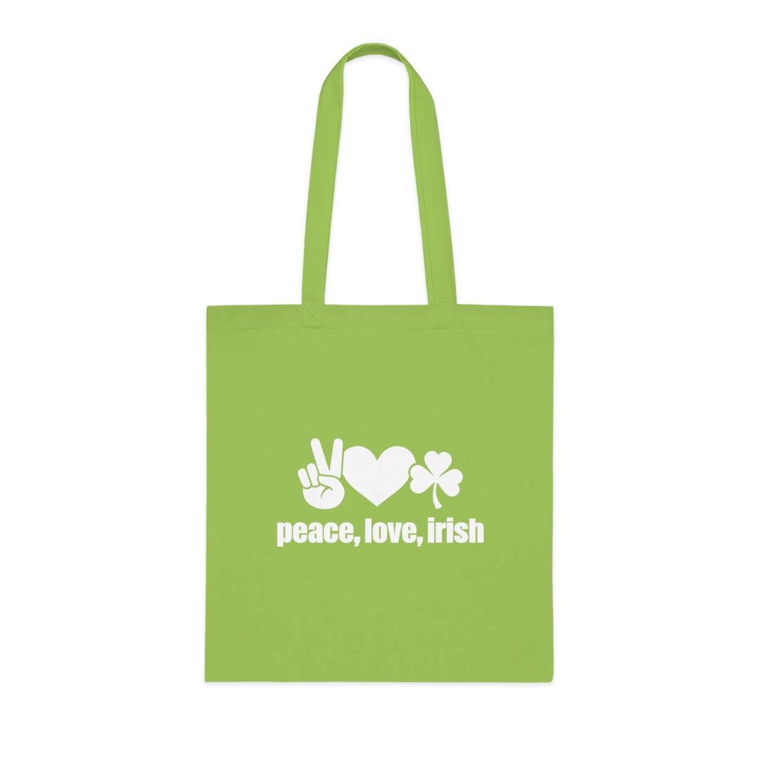 Cotton Tote Bag Peace Love Irish St Patricks Day Gift, Shamrock Tote ...