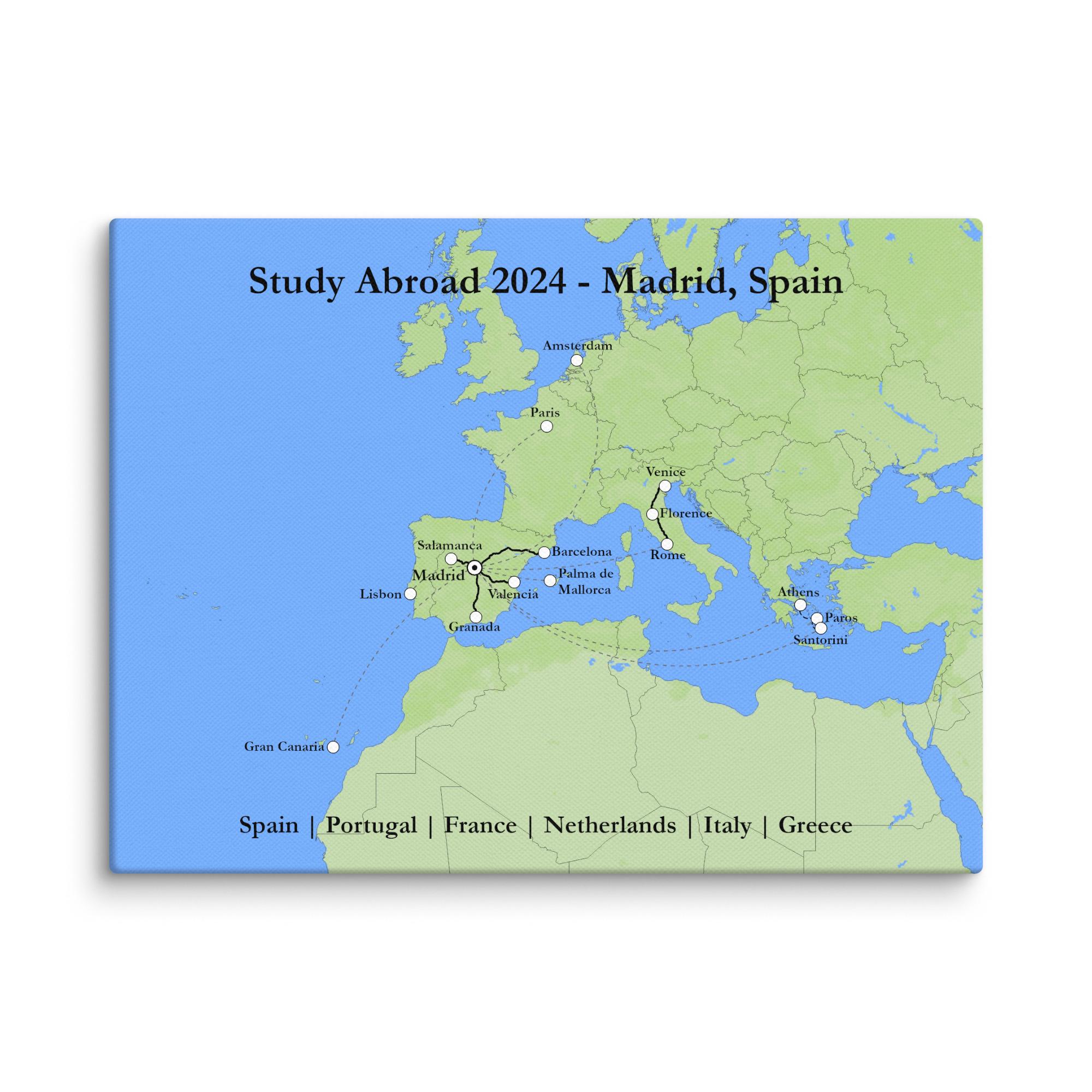 Custom Study Abroad Map (green/blue) - Etsy
