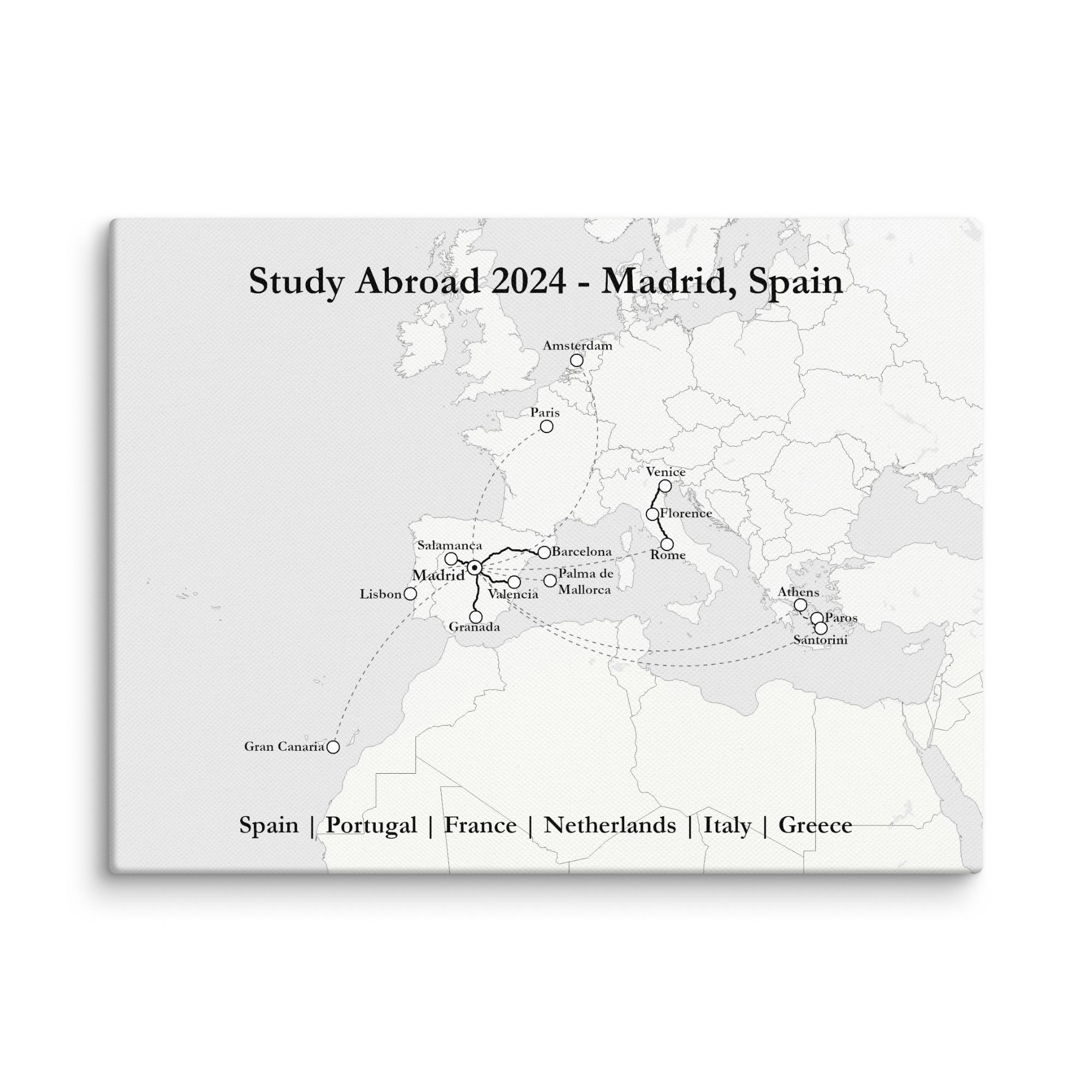 Custom Study Abroad Map (green/blue) - Etsy