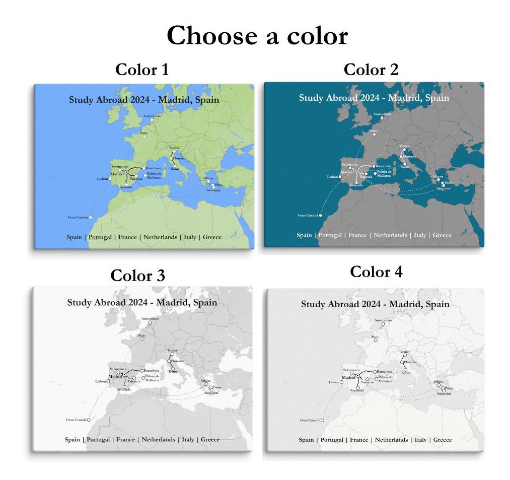 Custom Study Abroad Map (green/blue) - Etsy