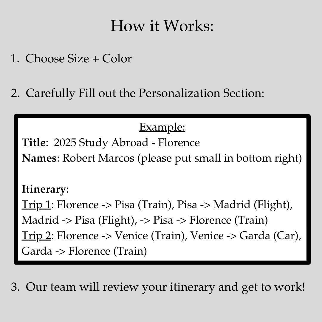 Custom Study Abroad Map (green/blue) - Etsy