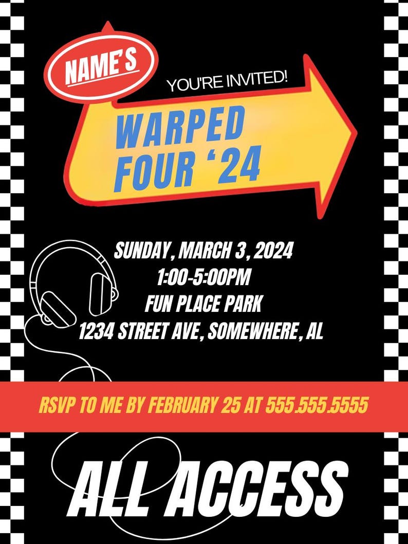 Warped Tour Birthday Invitation - Etsy