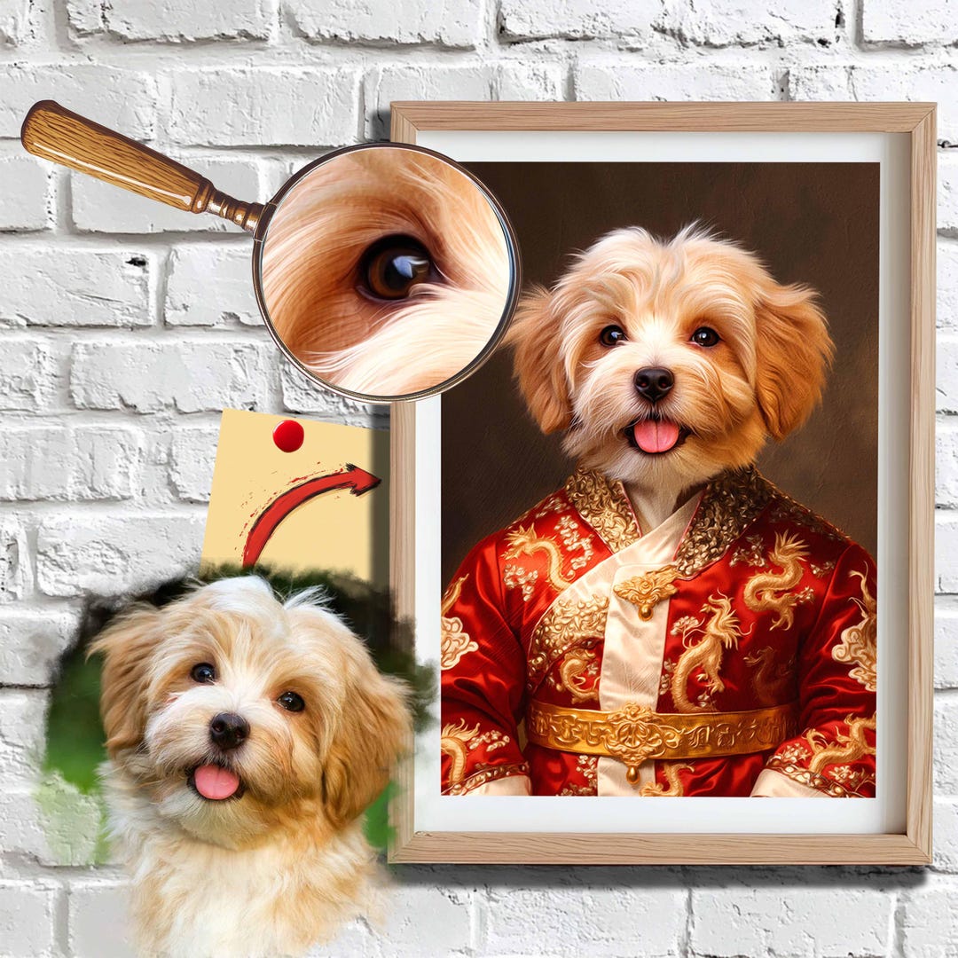 Geisha Dog Portrait From Photo, Japanese Style Pet Portrait, Pet ...