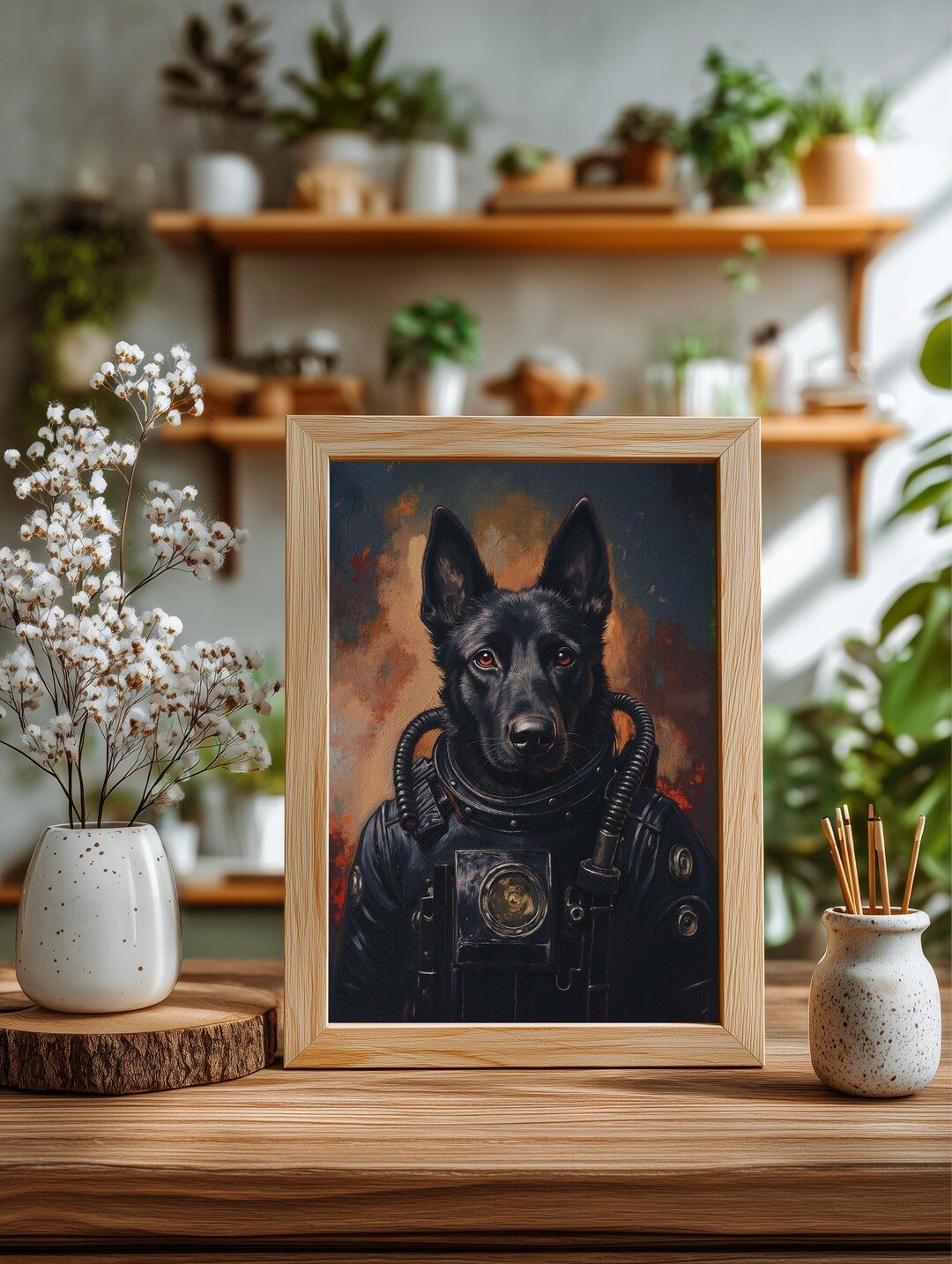Custom Diver Pet Portrait, Dog in Scuba Suit, Personalized Pet Painting ...