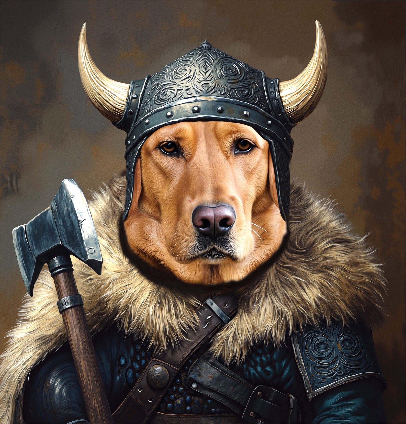 Custom Viking Dog Portrait, Royal Pet Portrait, Nordic Pet Digital ...