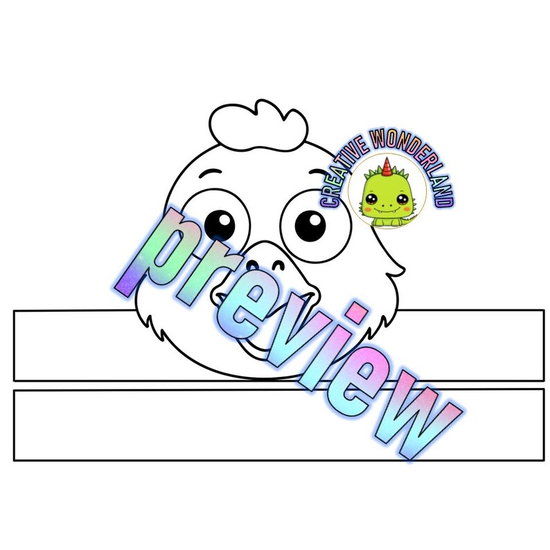 Chicken Headband Animal Hat Crown Paper Craft Coloring Activity 4K - Etsy