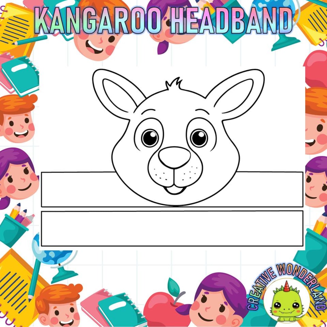 Kangaroo Headband - Animal Hat Crown Paper Craft - Coloring Activity ...