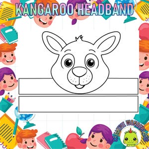 Kangaroo Headband - Animal Hat Crown Paper Craft - Coloring Activity ...