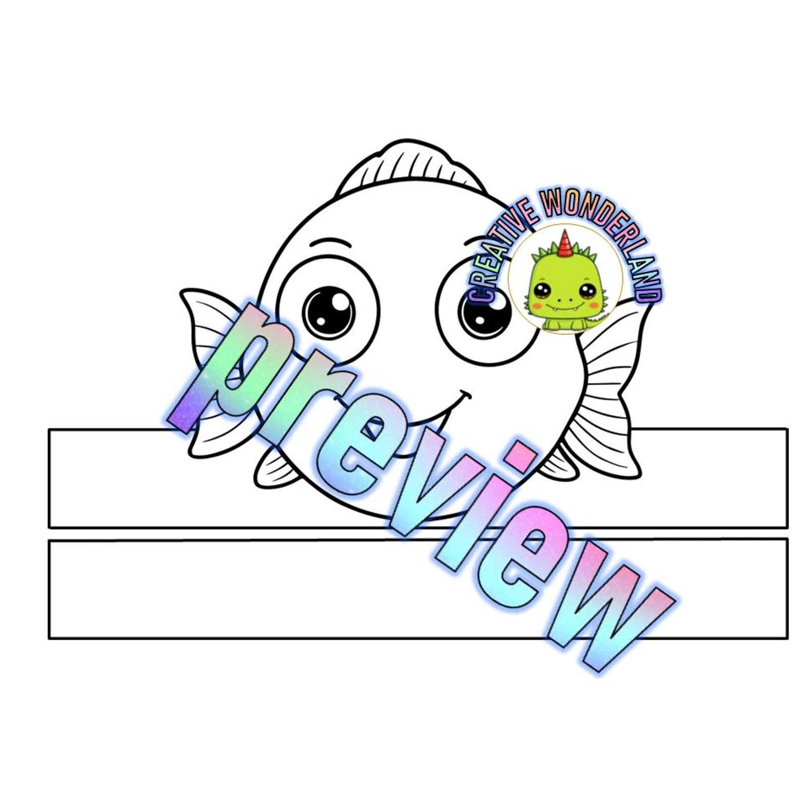 Fish Headband - Animal Hat Crown Paper Craft - Coloring Activity - 4K ...