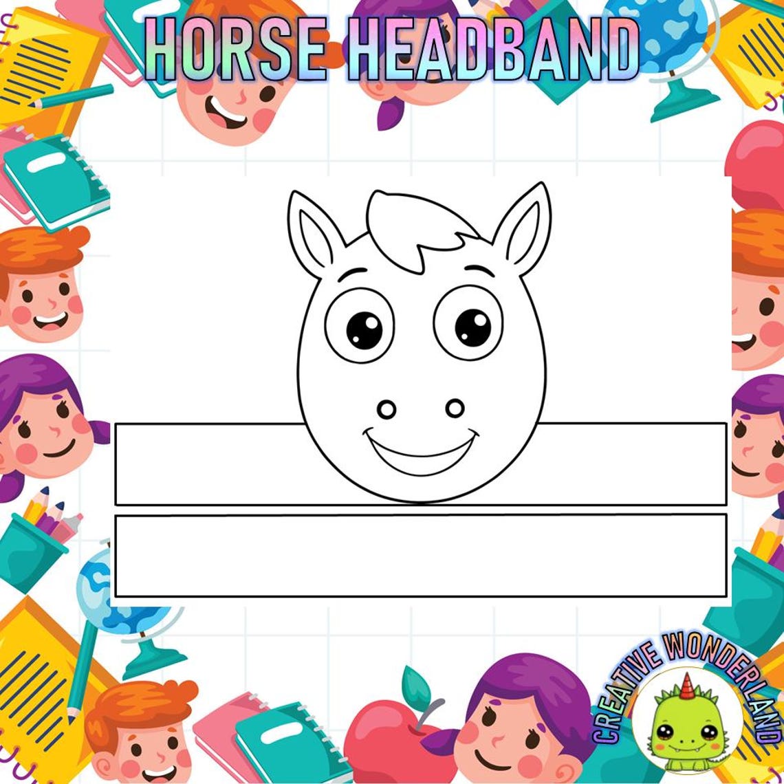 Horse Headband Animal Hat Crown Paper Craft Coloring Activity 4K - Etsy
