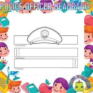 Police Officer Hat Template Community Helper Crafts Headband Coloring ...