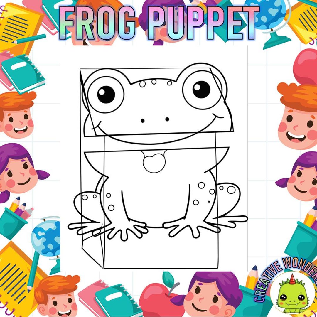 Frog Puppet - Paper Bag Craft - Coloring Activity - Animal Activity ...