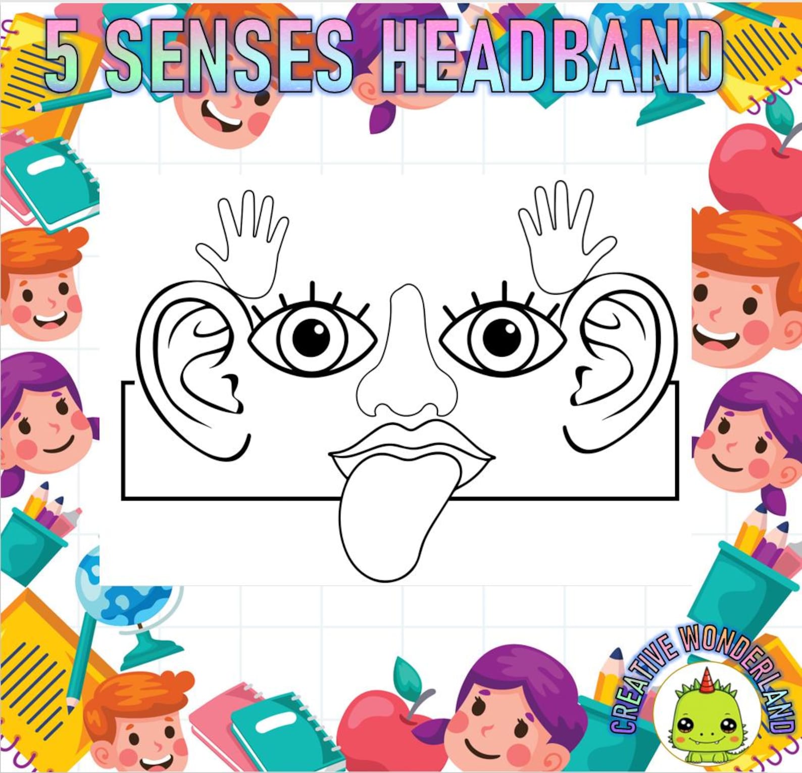 5 Senses Headband - Crown Craft Coloring Activity - Cut & Paste ...