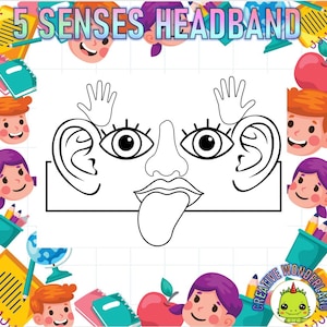 5 Senses Headband - Crown Craft Coloring Activity - Cut & Paste ...