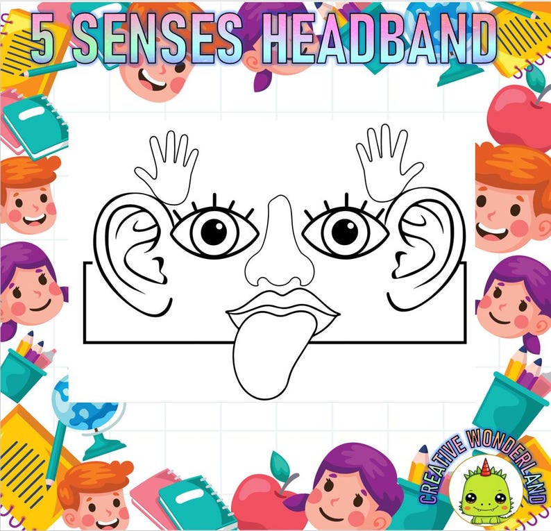 5 Senses Headband - Crown Craft Coloring Activity - Cut & Paste ...