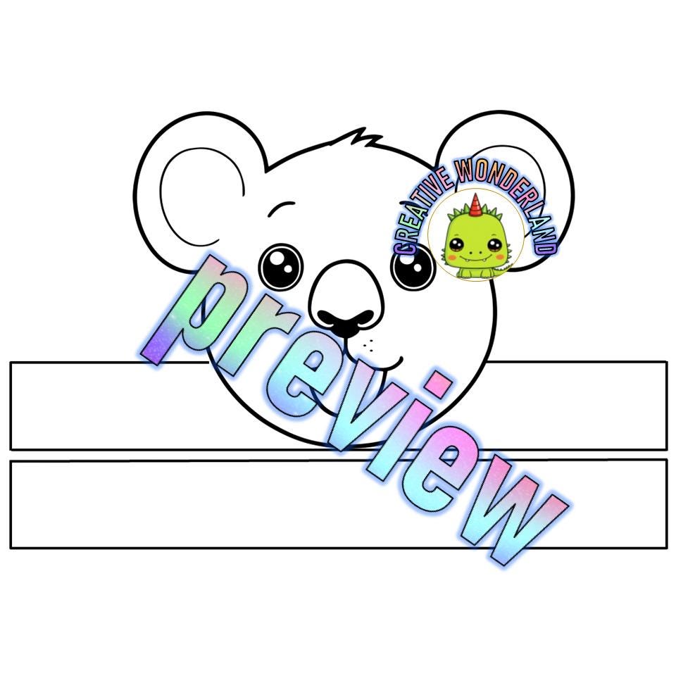 Koala Headband Animal Hat Crown Paper Craft Coloring Activity 4K - Etsy