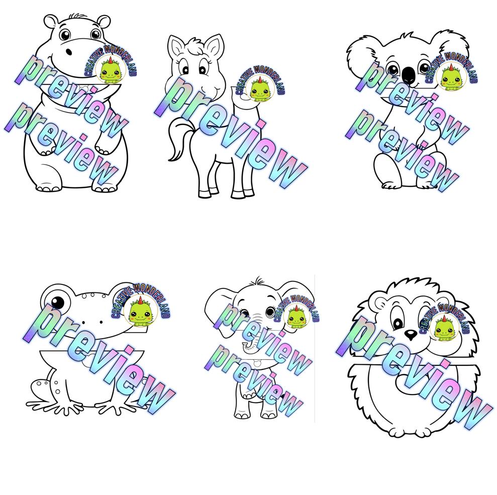 Animal Puppets - Paper Bag Crafts - Animal Coloring Activity - Set of ...