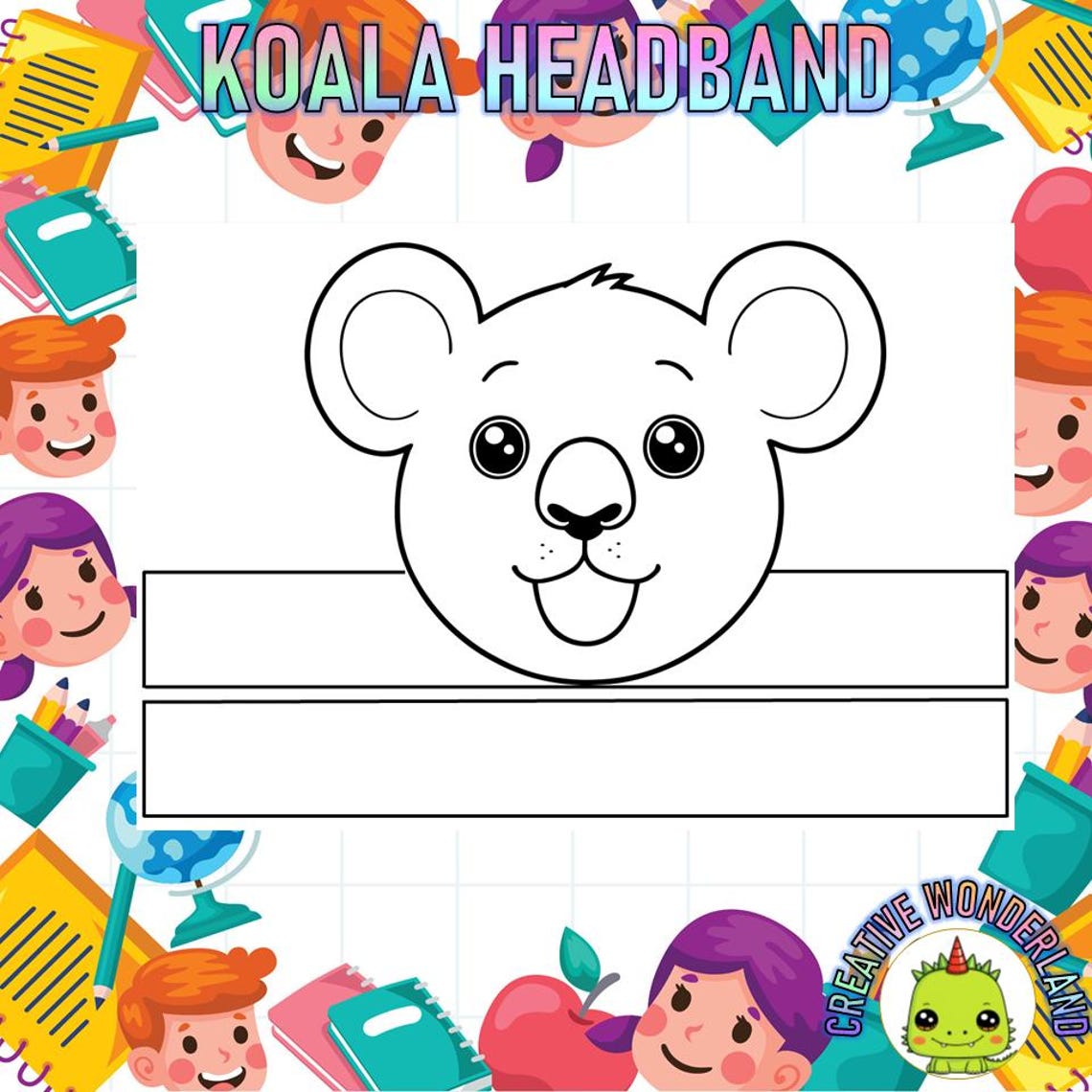 Koala Headband Animal Hat Crown Paper Craft Coloring Activity 4K - Etsy