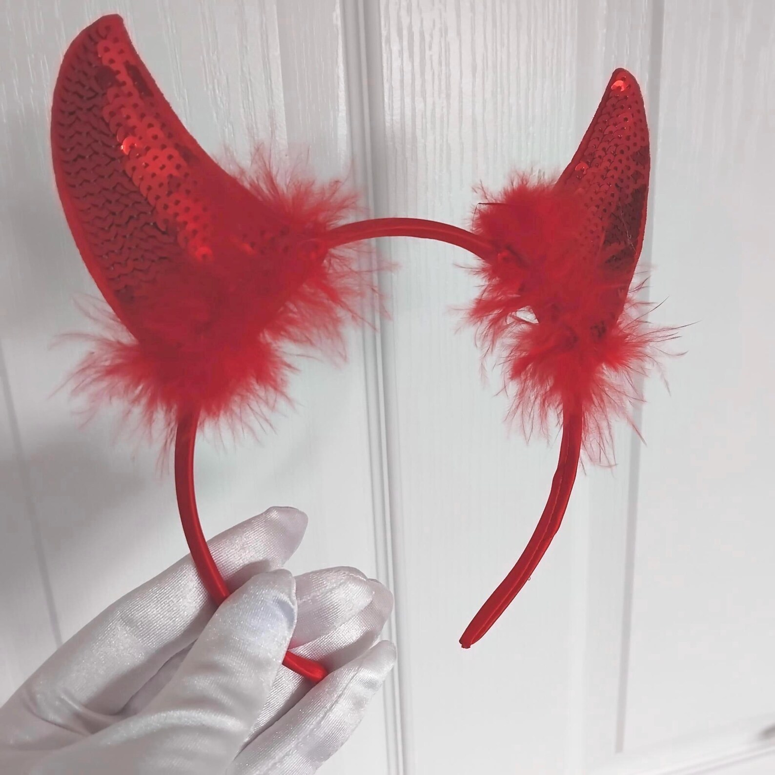 Red Sequin Devil Horns Headband Adult - Kids Devil Halloween Horns Red Devil Accessories for ...