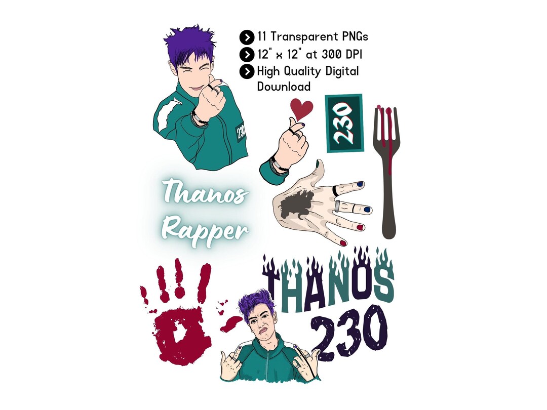 Squid Game S2 Thanos Rapper Inspired Handmade Clipart Bundle Squid Game ...