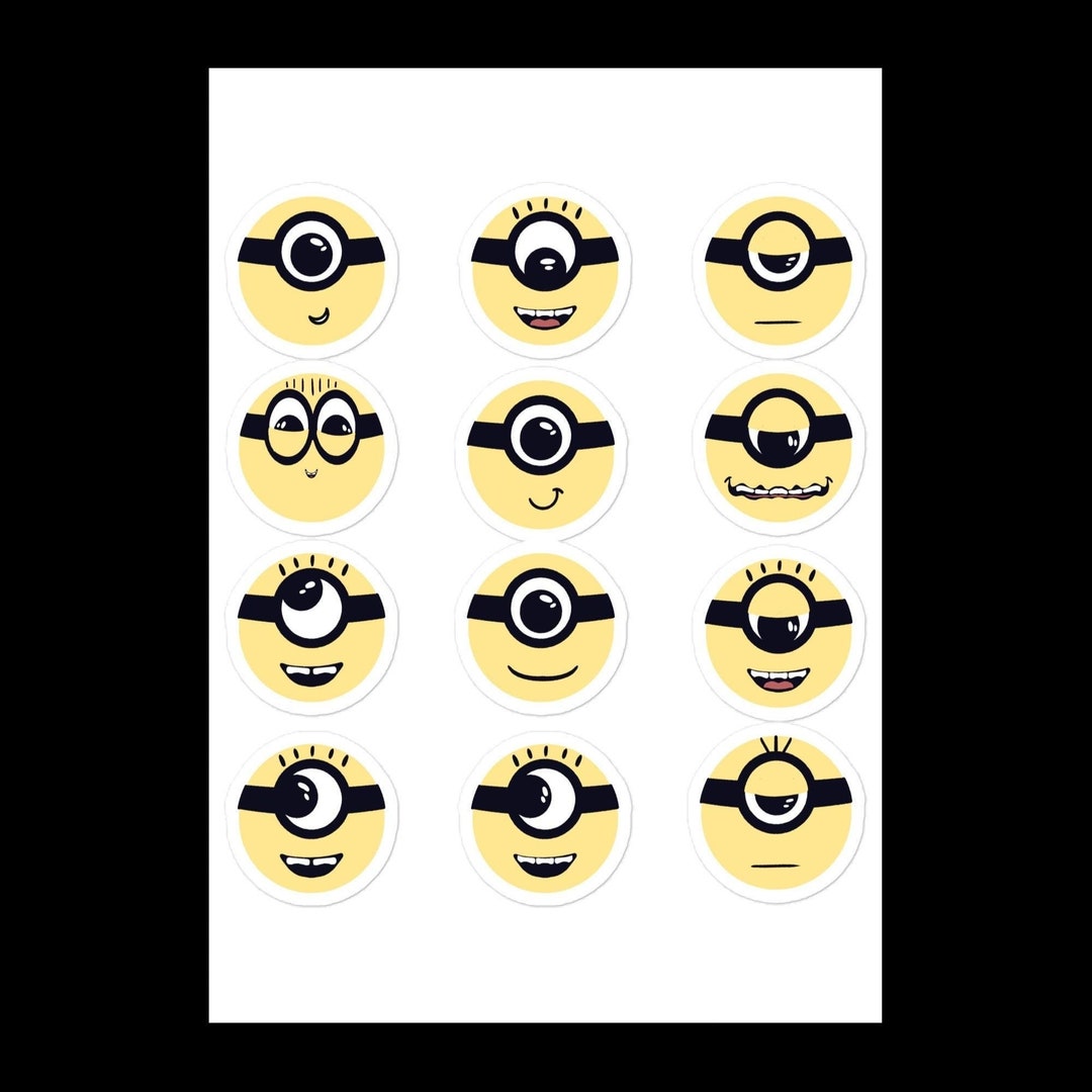 Cute Minions Face Sticker Sheet for Kids Minion Sticker for Laptop ...