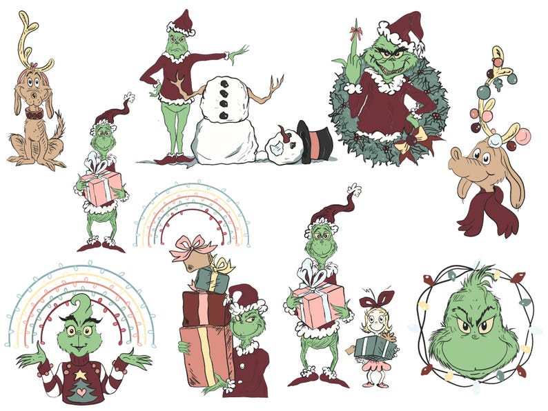 Grinch Clipart, Mr. Grinch PNG, Grinch Christmas Dec, Glitter Grinch ...