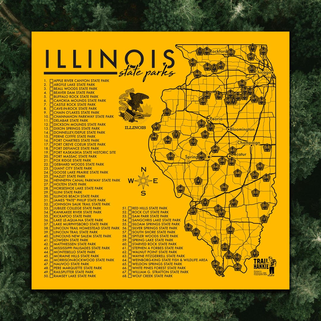 Illinois State Parks Map Bandana: Hiking & Camping Keepsake - Etsy