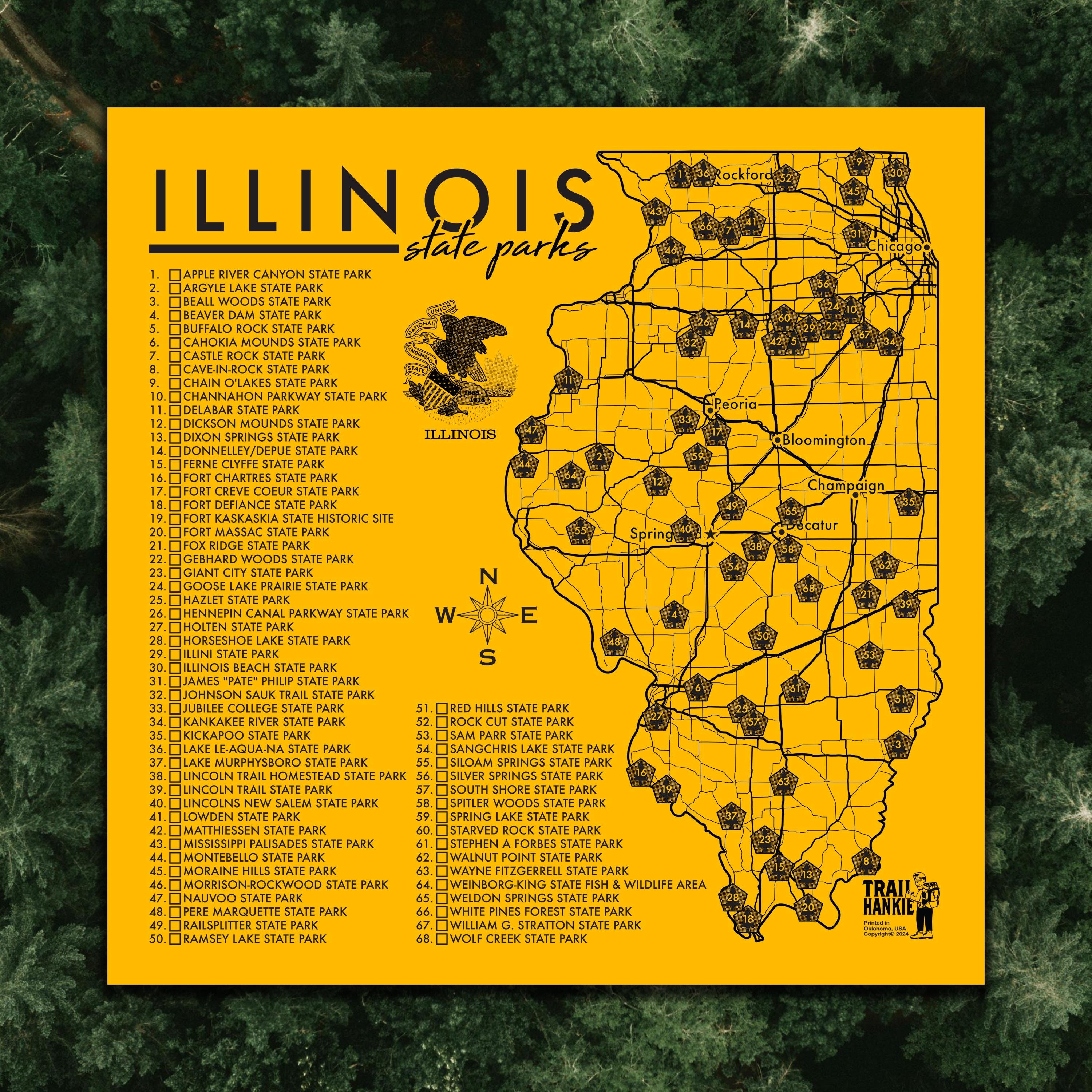 Illinois State Parks Map Bandana: Hiking & Camping Keepsake - Etsy
