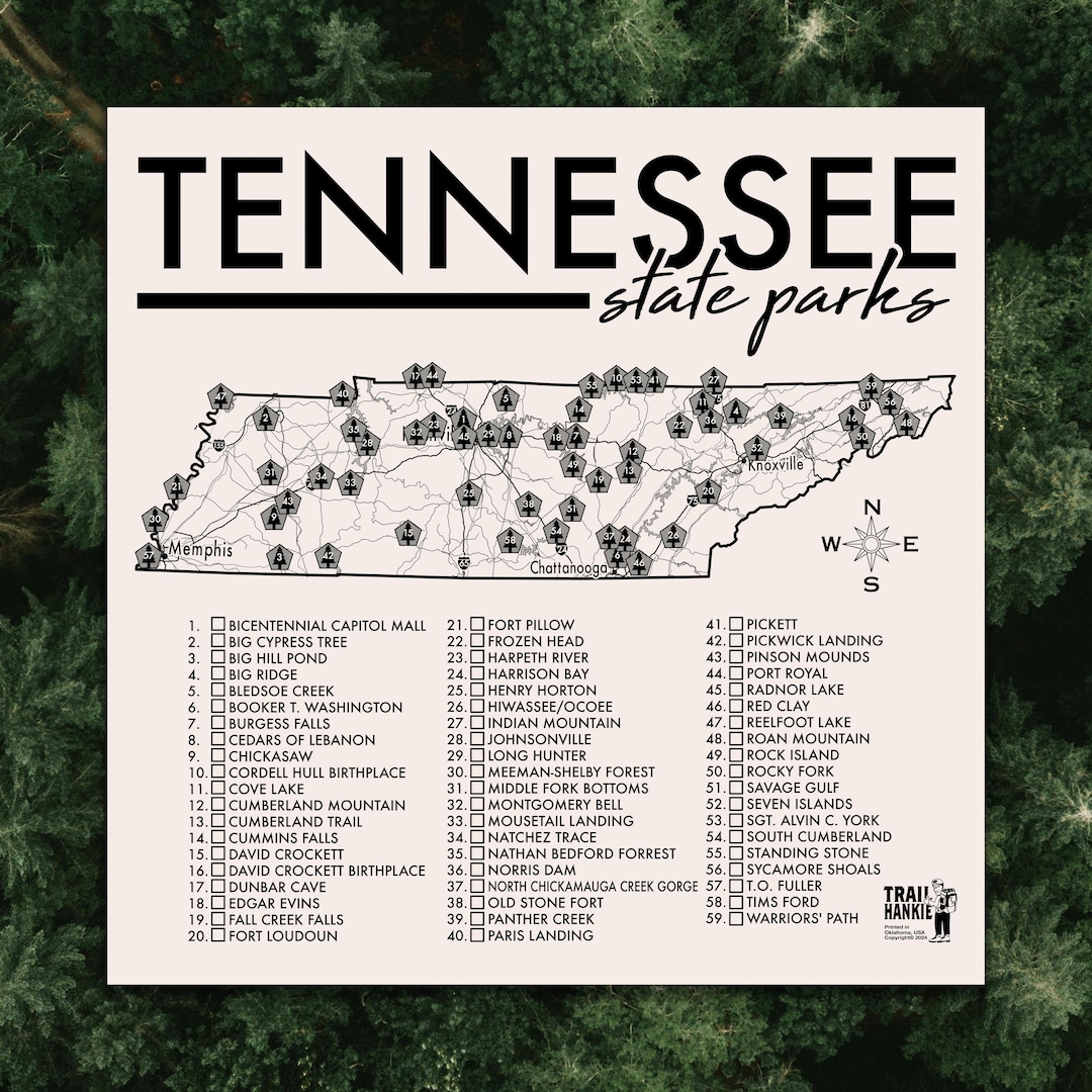 Tennessee State Parks Map Trail Hankie, Tennessee State Parks Map ...