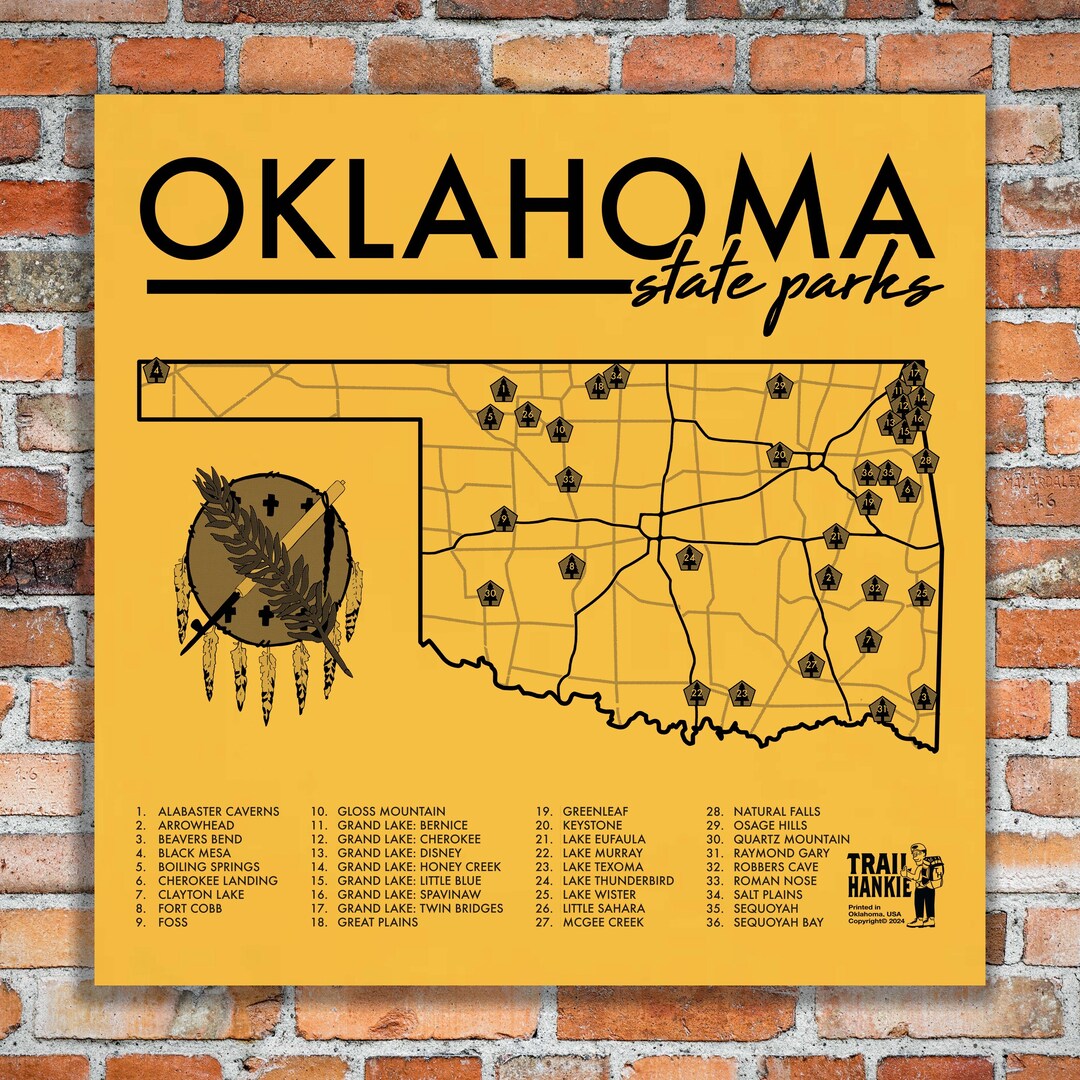 Oklahoma State Parks Map Bandana: Hiking Camping Trail Hankie - Etsy