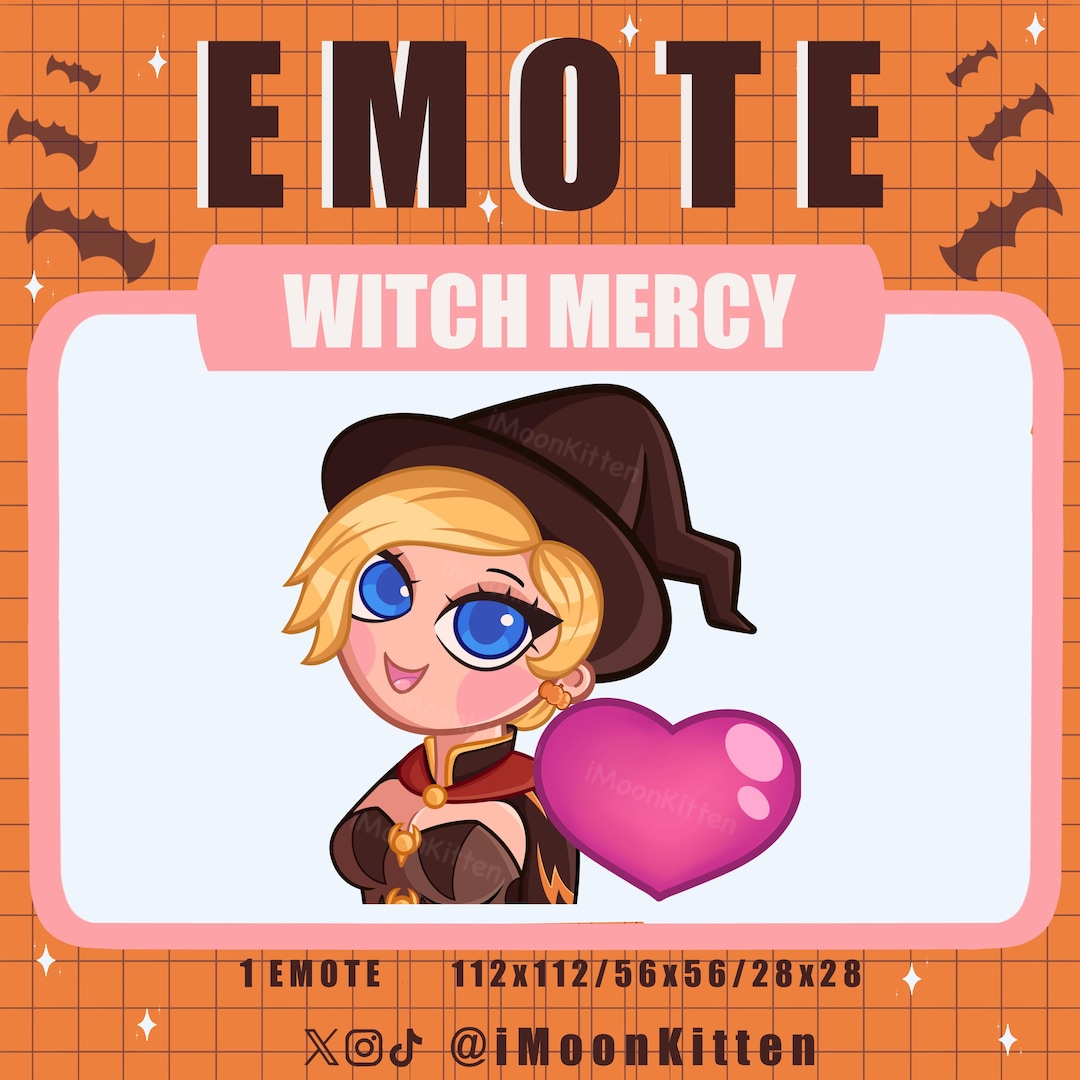 Cute Spooky Witch Mercy Overwatch Emote - Twitch, Discord, Youtube - Etsy