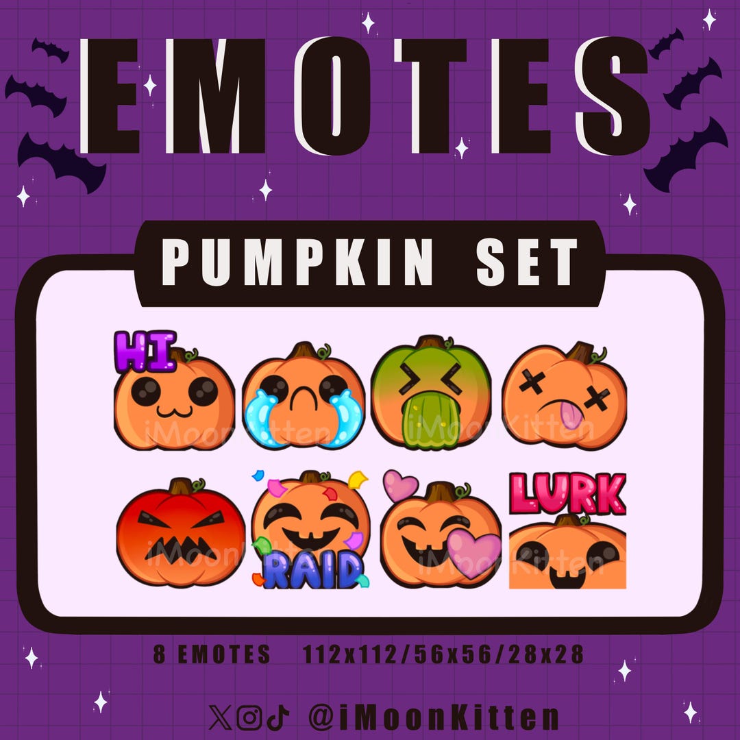Cute Halloween Pumpkin Emote Pack - Twitch, Discord, Youtube, Streaming ...