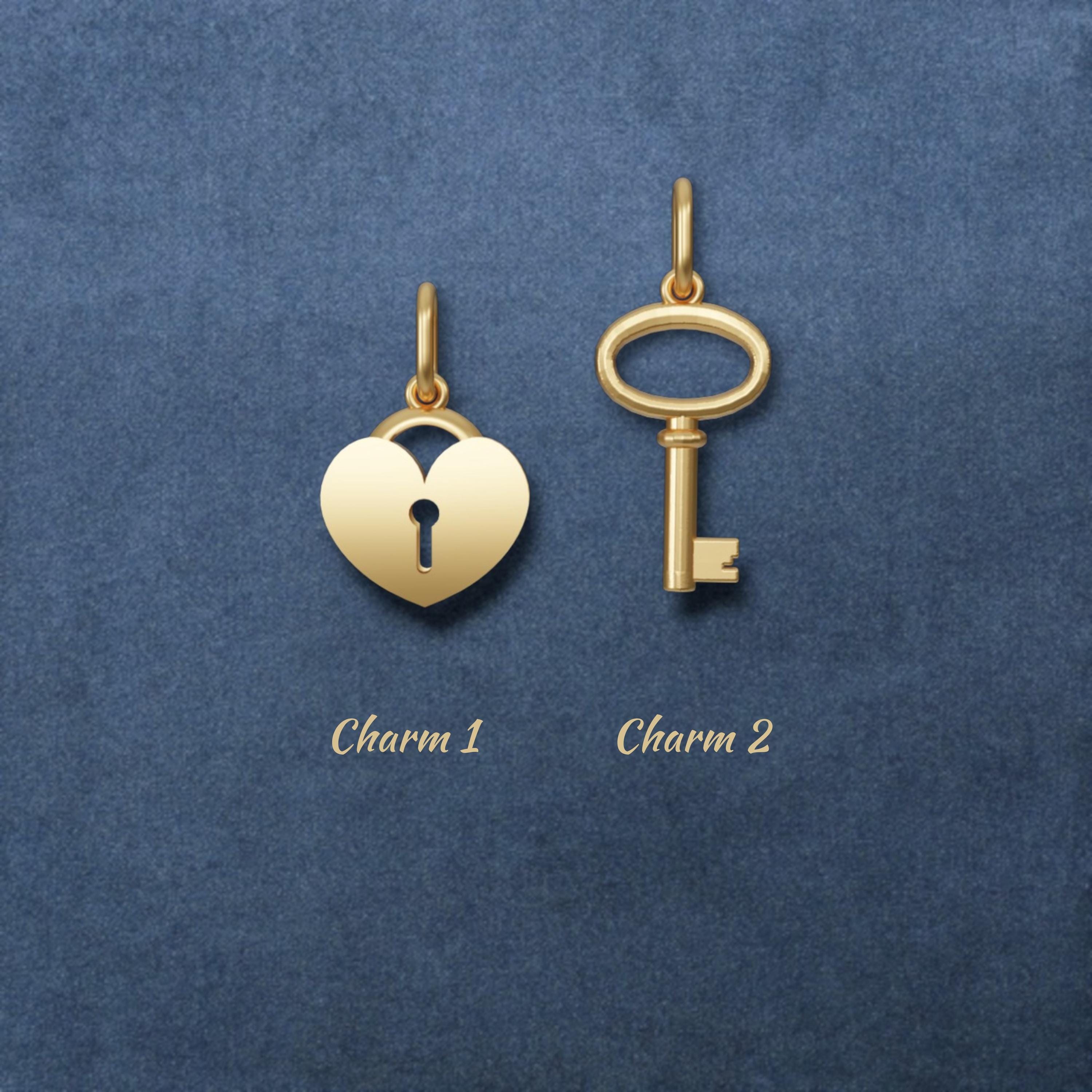 14K Solid Gold / Custom Realistic Key Charm / Keyhole / Love / Lock ...