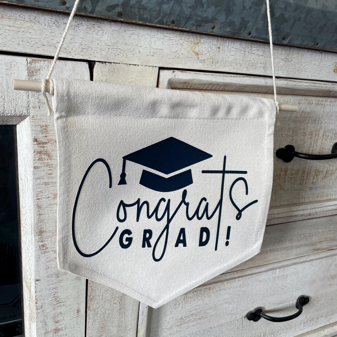 Congrats Grad Reusable Pennant Banner Navy Blue - Etsy