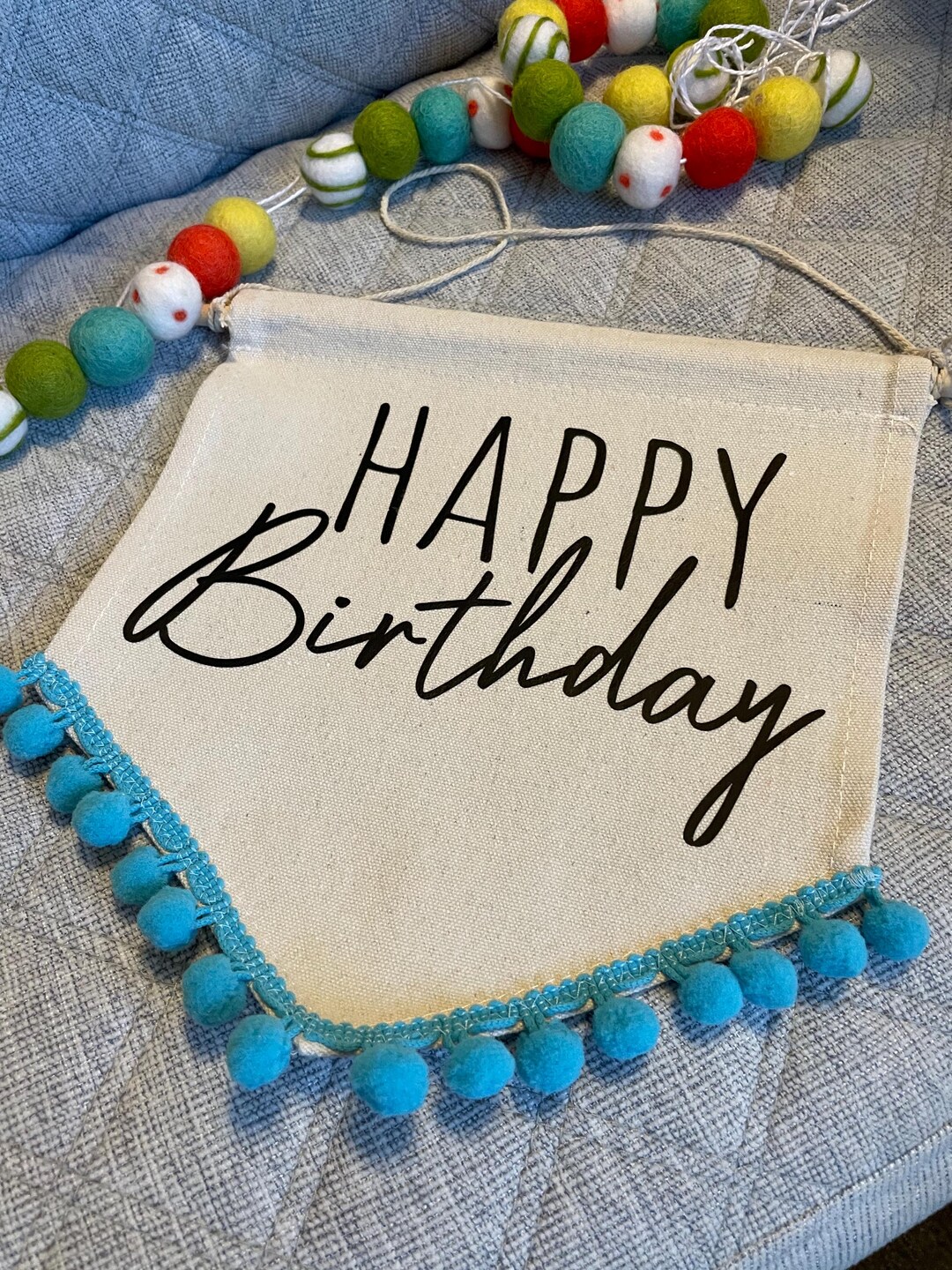 Happy Birthday Reusable Banner Blue Trim - Etsy