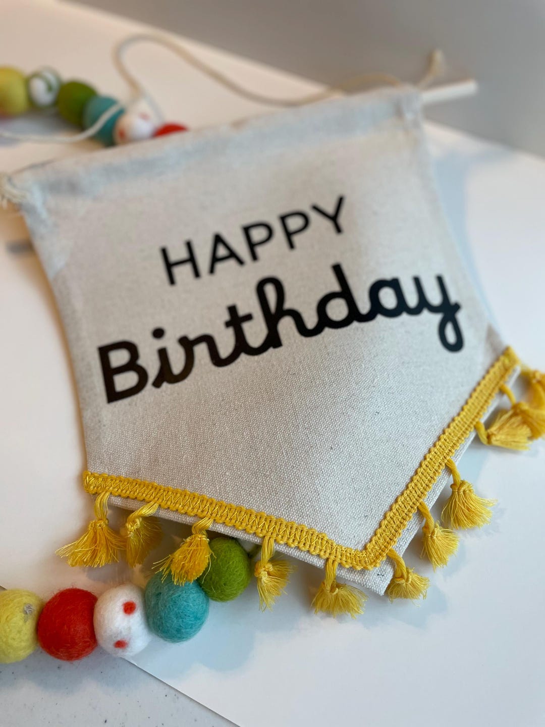 Happy Birthday Reusable Banner Yellow Trim - Etsy