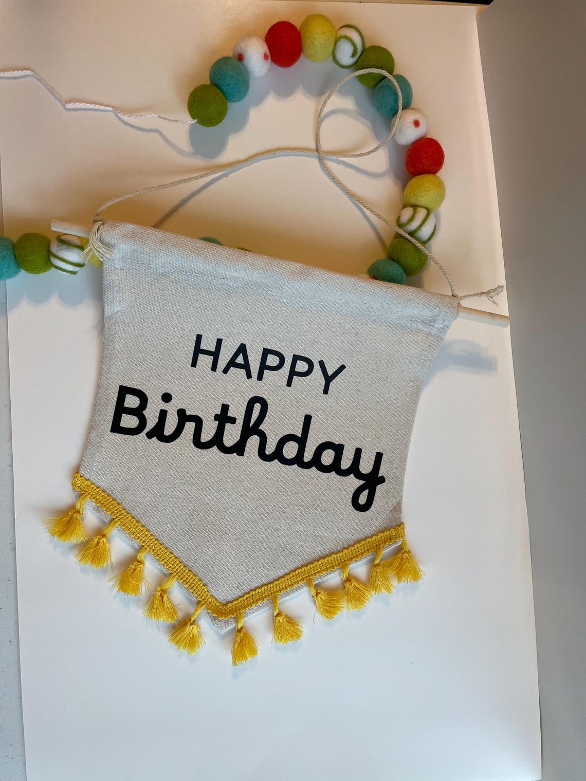 Happy Birthday Reusable Banner Yellow Trim - Etsy
