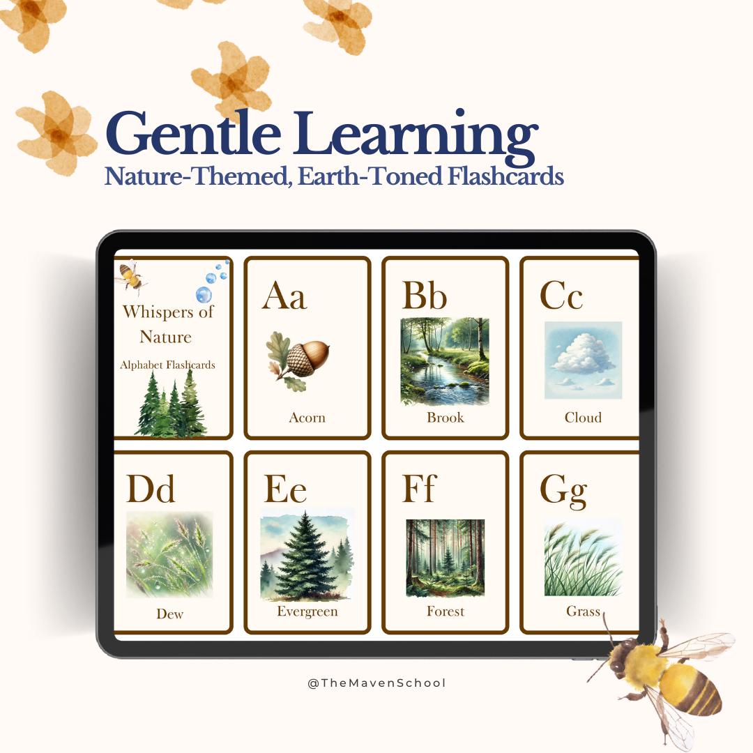 Nature Alphabet Flashcards | Earth Tone Watercolor ABC Cards for ...