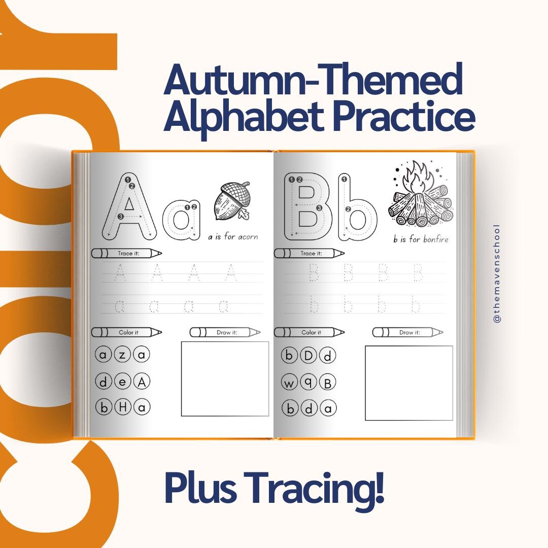 Fall Alphabet Practice Worksheet | Autumn Themed Tracing, Writing, and ...